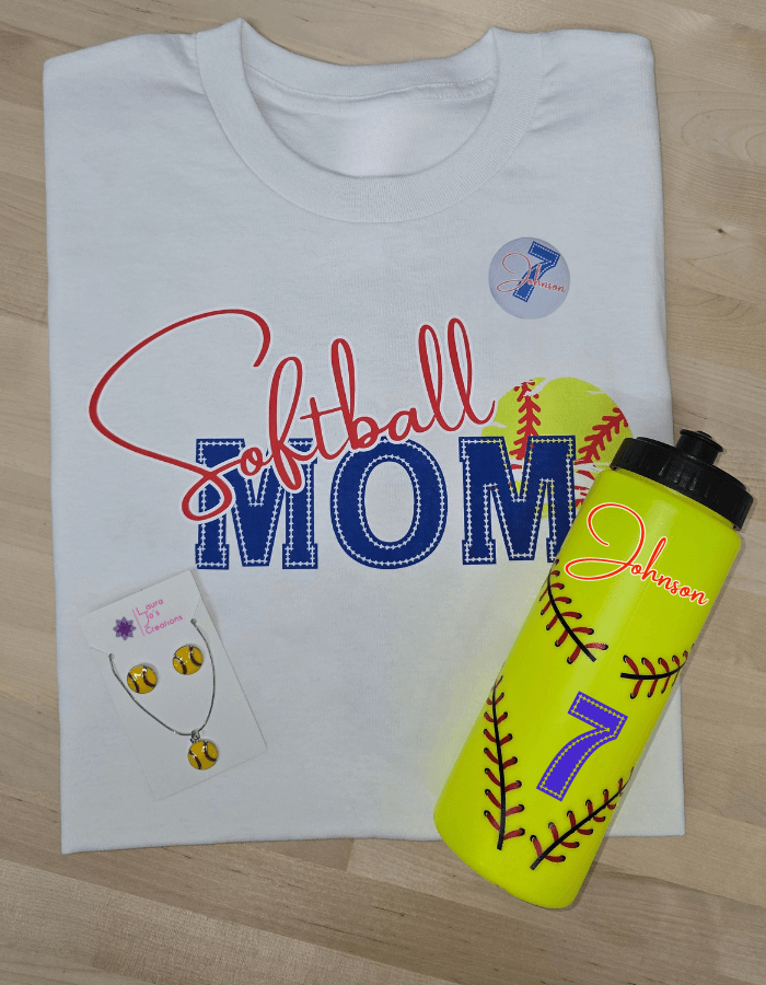 Personalized Softball Mom T-Shirt Bundle - Laura Jo's Creations